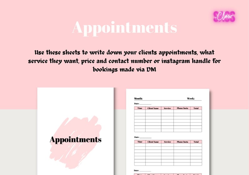 Nail Tech A4 Daily & Monthly Appointment Inventory Tracker Digital ...