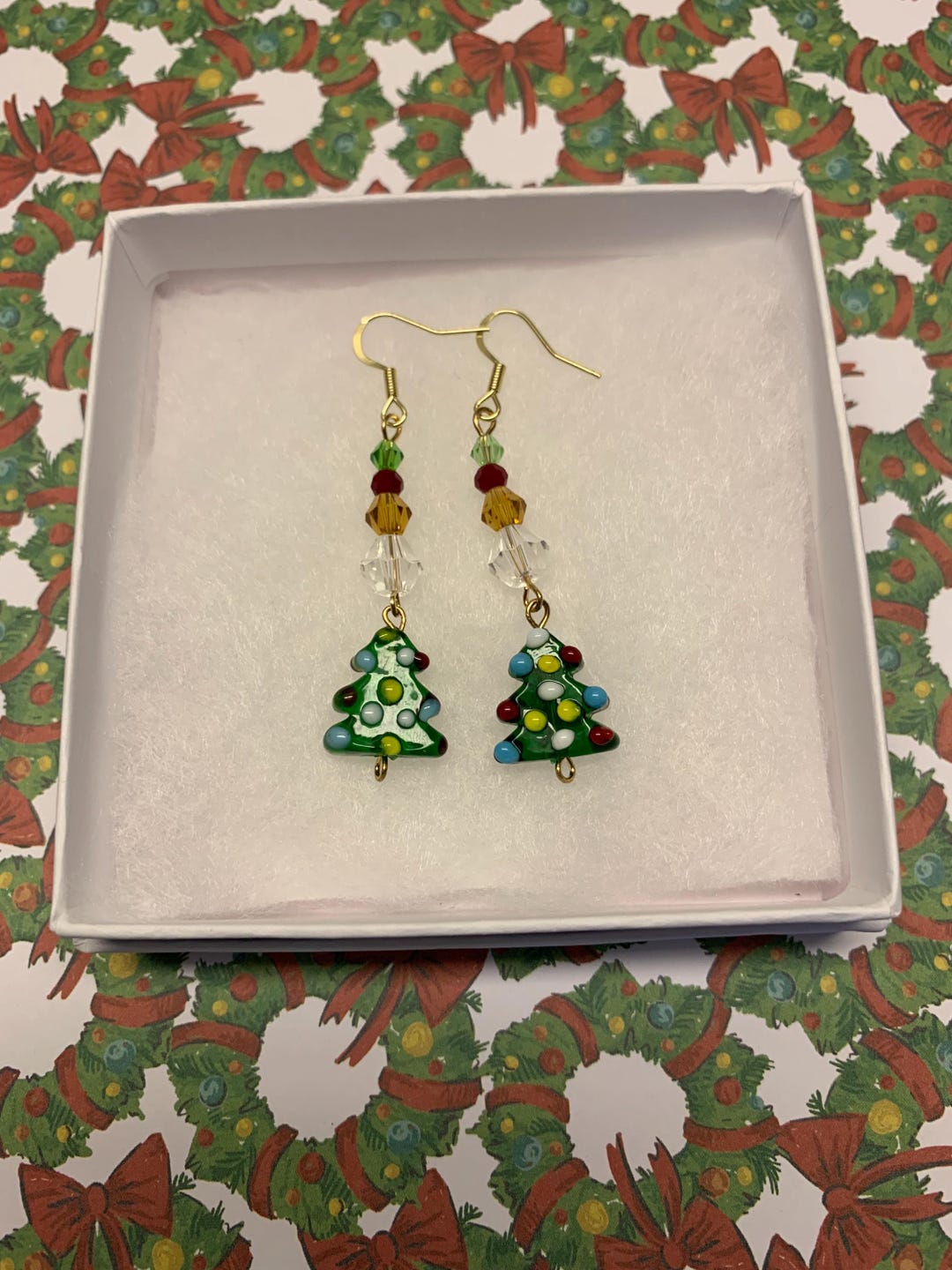 Christmas Dangling Christmas Tree Earrings - Etsy