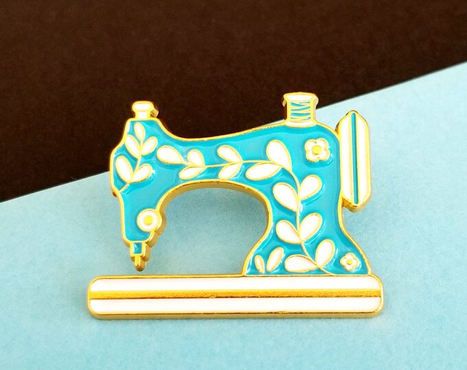 Sewing Machine Enamel Pin, Sewing Machine Lapel Pin, Floral Design ...