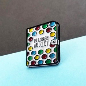 Notebook Lapel Pins, Book Enamel Pin, Planner Notebook Enamel Pins ...
