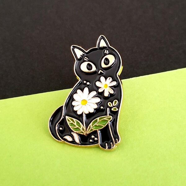 Black Cat Enamel Pin - Etsy