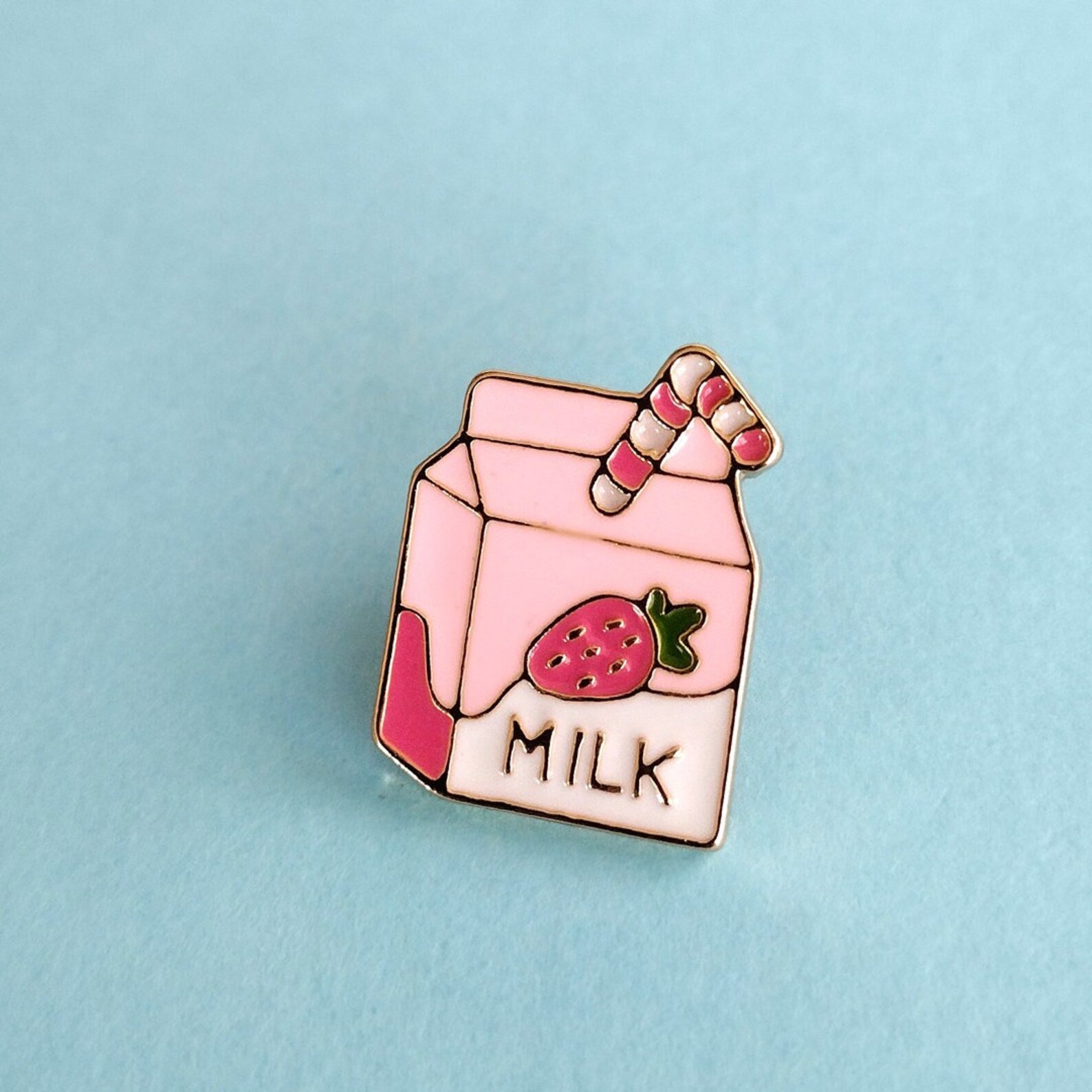 Strawberry Mike Enamel Pin Cute Milk Lapel Pins Pink Milk - Etsy
