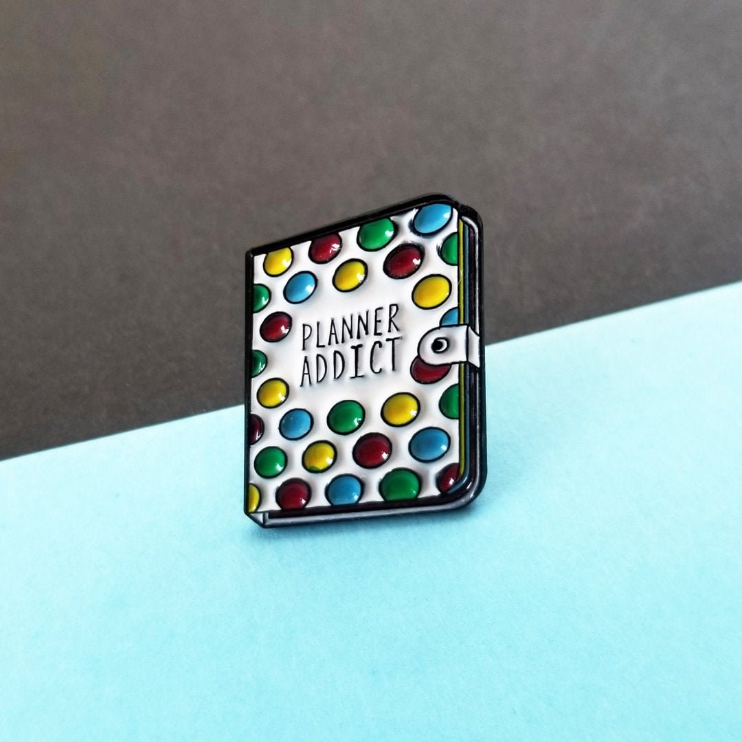 Notebook Lapel Pins, Book Enamel Pin, Planner Notebook Enamel Pins ...