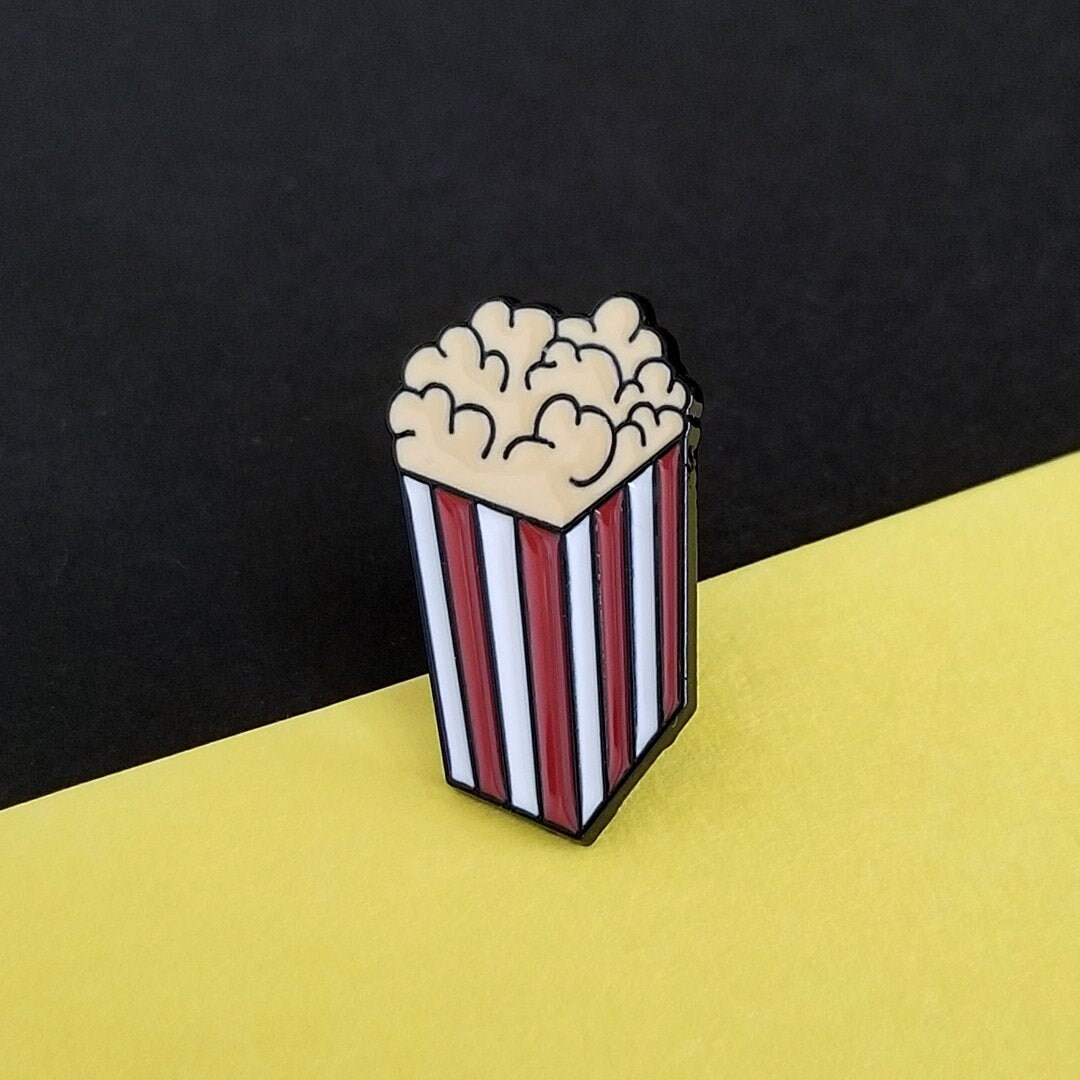 Popcorn Enamel Pin, Cute Popcorn Enamel Pin, Popcorn Lapel Pin, Movie ...