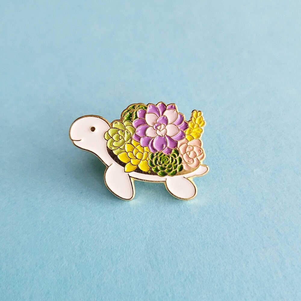 Flowers Turtle Pin - Etsy