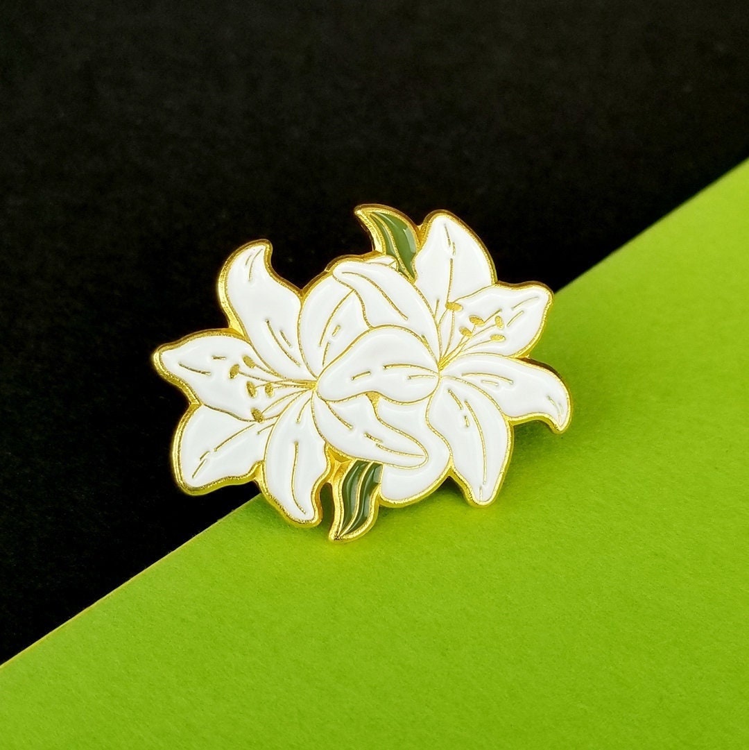 Lily Enamel Pin, Flower Lily Lapel Pin, Floral Design Enamel Pins ...