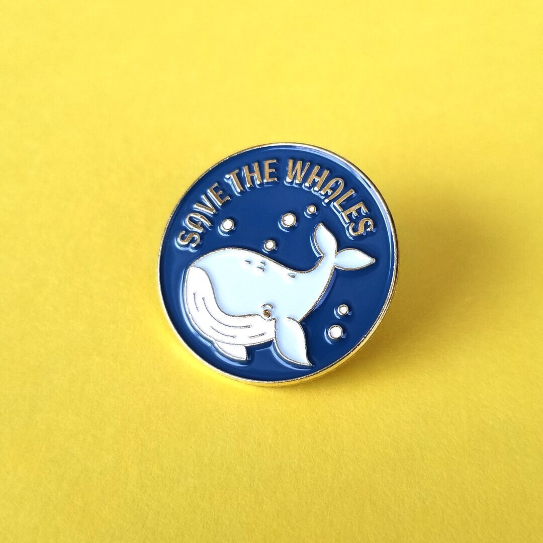 Whale Enamel Pins, Save the Whales Enamel Pin, Whale Lapel Pins, Whale ...