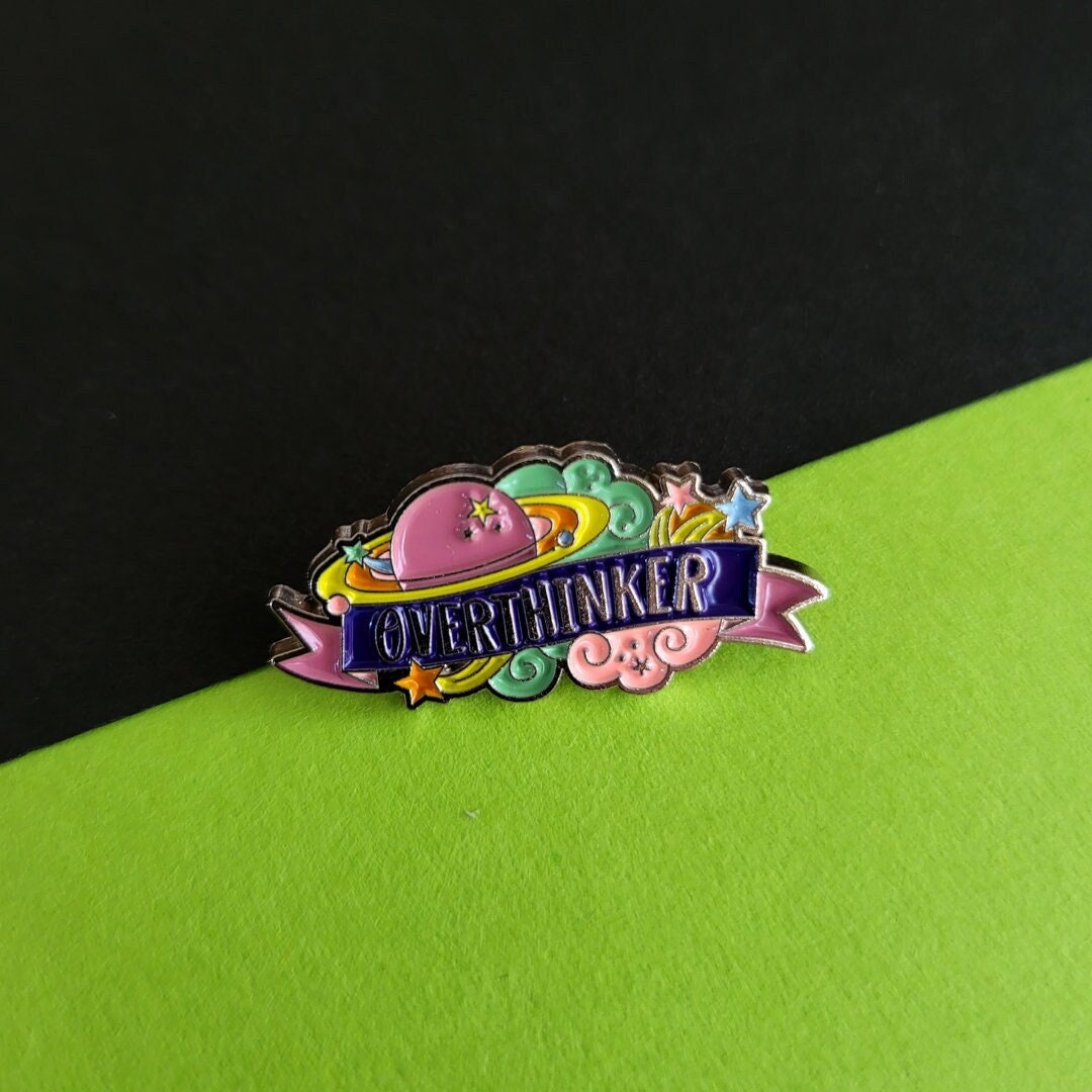 OVER THINKER Enamel Pin, Enamel Pins, Over Thinker Lapel Pins, Hat Pin ...