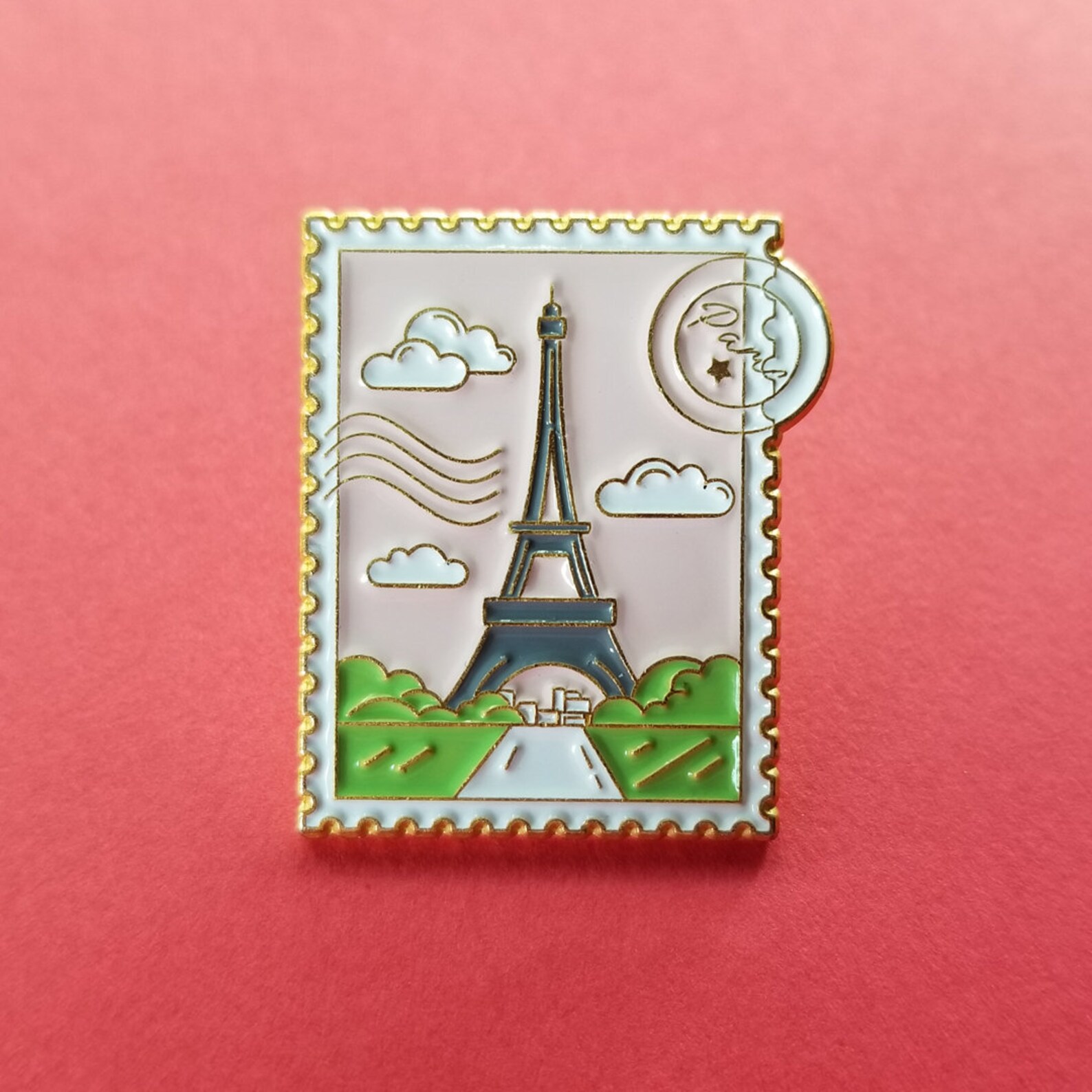 Paris Stamp Enamel Pins Pink Stamp Lapel Pins Paris Gifts - Etsy