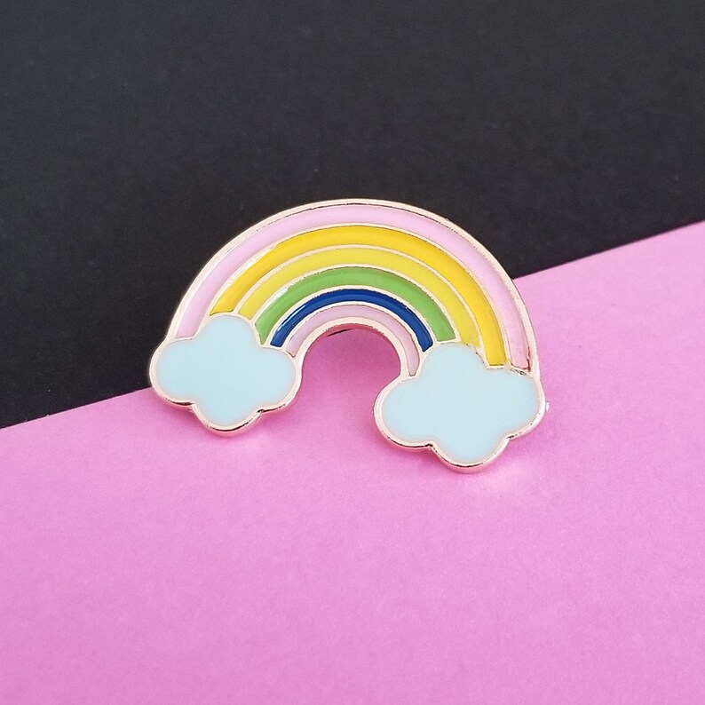 Rainbow Enamel Pin Rainbow Lapel Pin Rainbow Cloud Design | Etsy