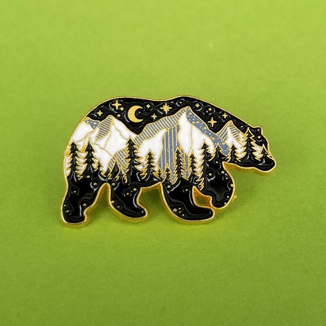 Bear Trees Enamel Pins, Bear Enamel Pin, Bear Lovers Lapel Pins ...