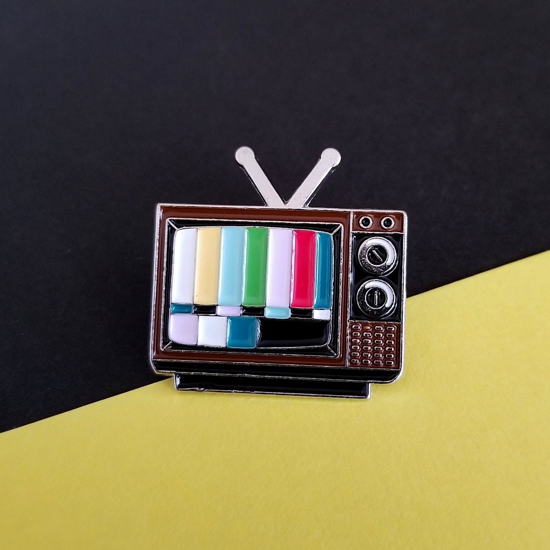 Television Enamel Pin, Retro TV Enamel Pin, Old Style Television Badge ...