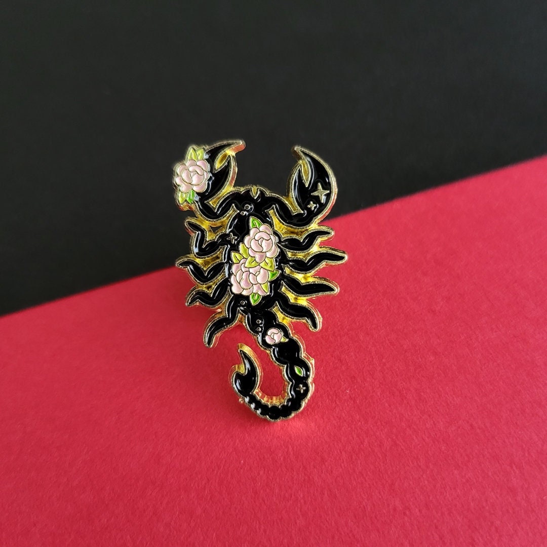 Beautiful Flower Scorpion Enamel Pin, Scorpion Enamel Pins, Scorpion ...