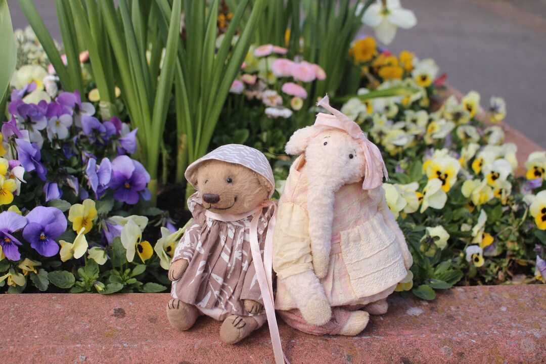 Teddy Bear and Elephant Plushies Collectible Toy, Stuffed Animals ...