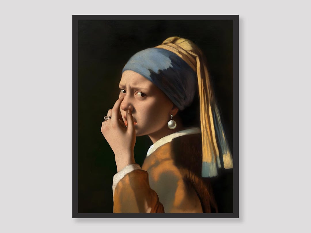 Stinky Funny Bathroom Art | Girl With a Pearl Earring Disgusted ...