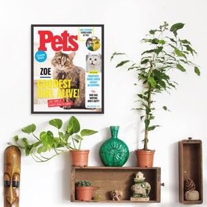 Custom Pet Magazine Cover | Digital or Framed | for Cats | Perfect Gift ...