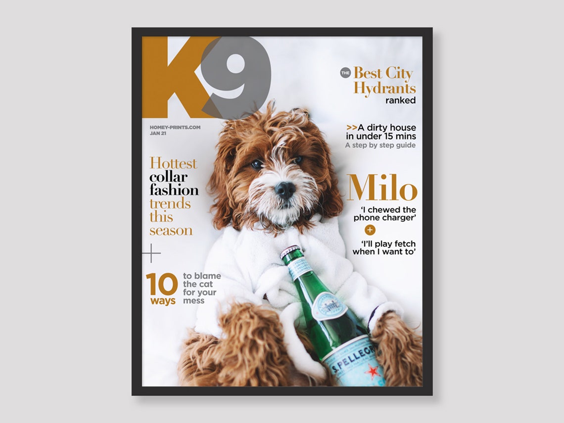 Custom Pet Magazine Cover Digital or Framed for Dogs and - Etsy