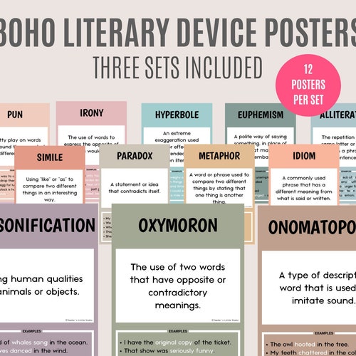 Literary Devices Posters Figurative Language Set English - Etsy