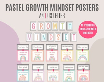 Growth Mindset Posters Boho Rainbow Theme Classroom Decor - Etsy