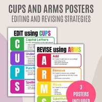 Cups and Arms Writing Strategy Posters | Editing and Revising Posters ...