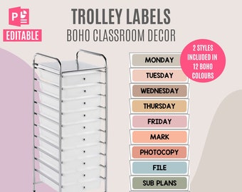 Teacher Trolley Labels SIMPLE BOHO Editable - Etsy UK