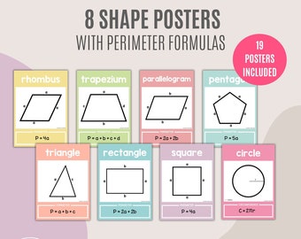 Perimeter Formula Posters Set of 8 Posters Geometry Posters Math ...