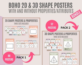 2D and 3D Shape Poster Bundle 2 Pack | Shape Poster Sets With ...