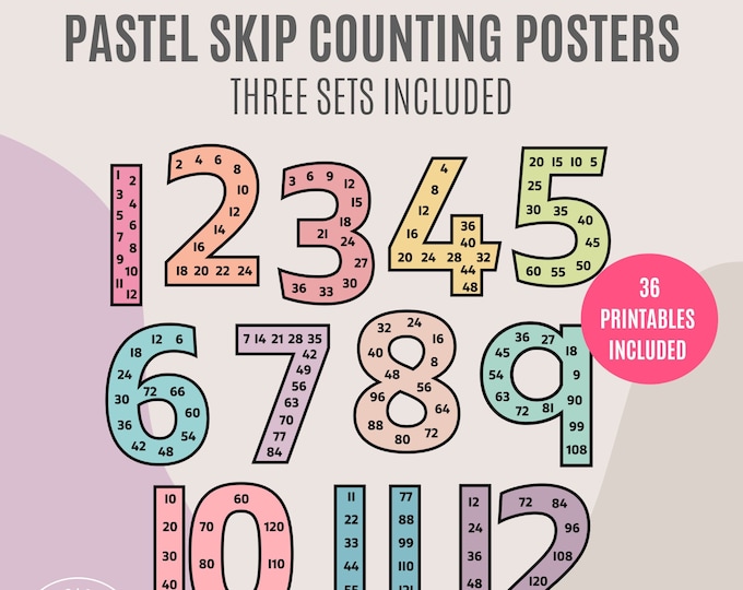Pastel Rainbow Skip Counting Posters | Large Number Display ...