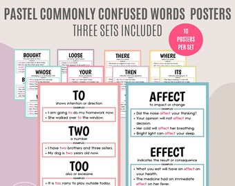 Commonly Confused Words Flashcards English Grammar ESL - Etsy
