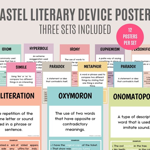 Literary Devices Posters Figurative Language Set English - Etsy