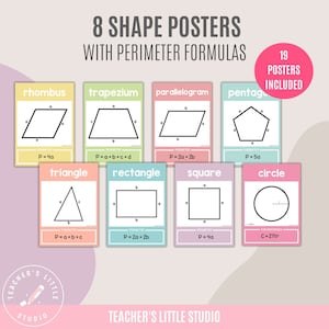 Perimeter Formula Posters | Set of 8 Posters | Geometry Posters | Math ...
