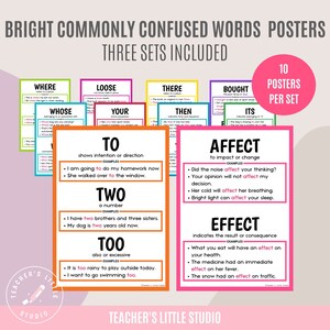 Commonly Confused Words Posters English Grammar Posters - Etsy