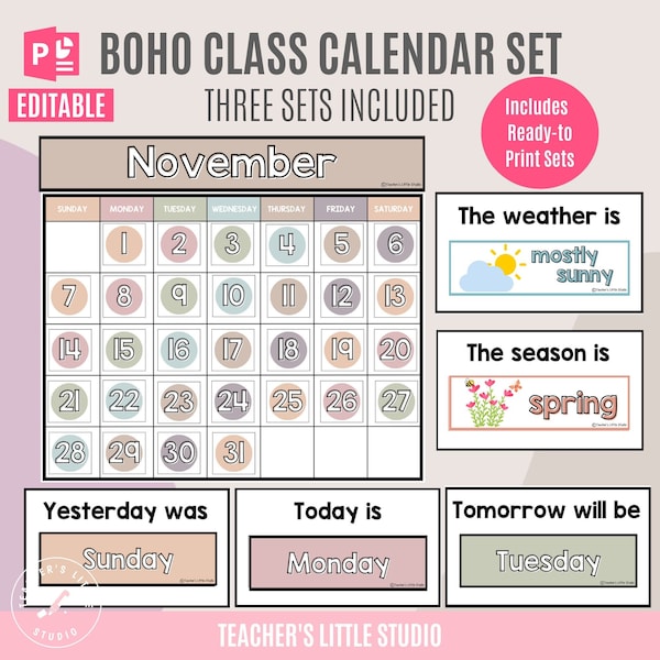 Classroom Calendar Printable - Etsy