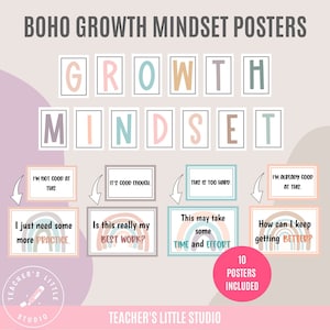 Growth Mindset Posters | Boho Rainbow Theme | Classroom Decor ...