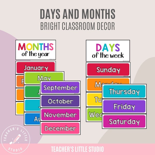 Printable Months of the Year and Days of the Week - Etsy UK