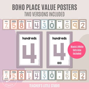 Place Value Posters | Boho Classroom Decor | Number Wall Display | Boho ...
