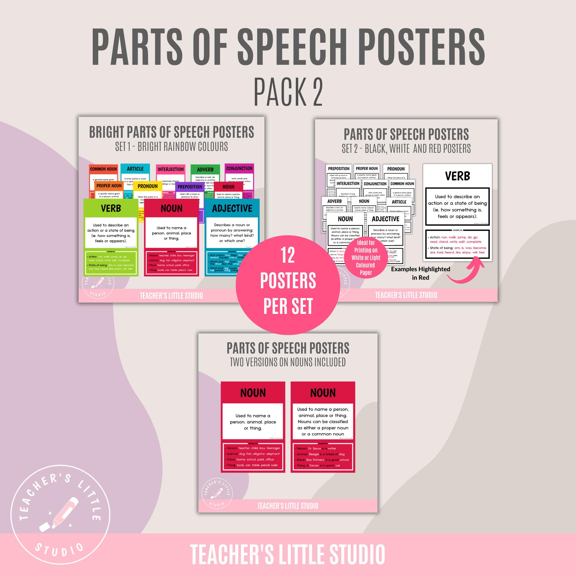 Bright English Posters Bundle | Punctuation | Parts of Speech ...