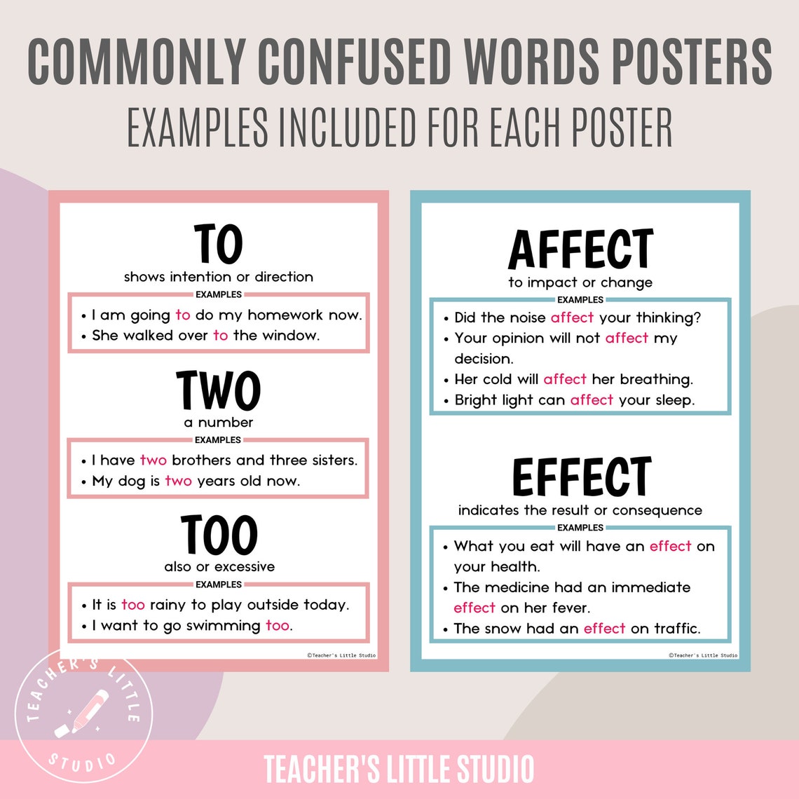 Commonly Confused Words Posters English Grammar Posters Pastel ...