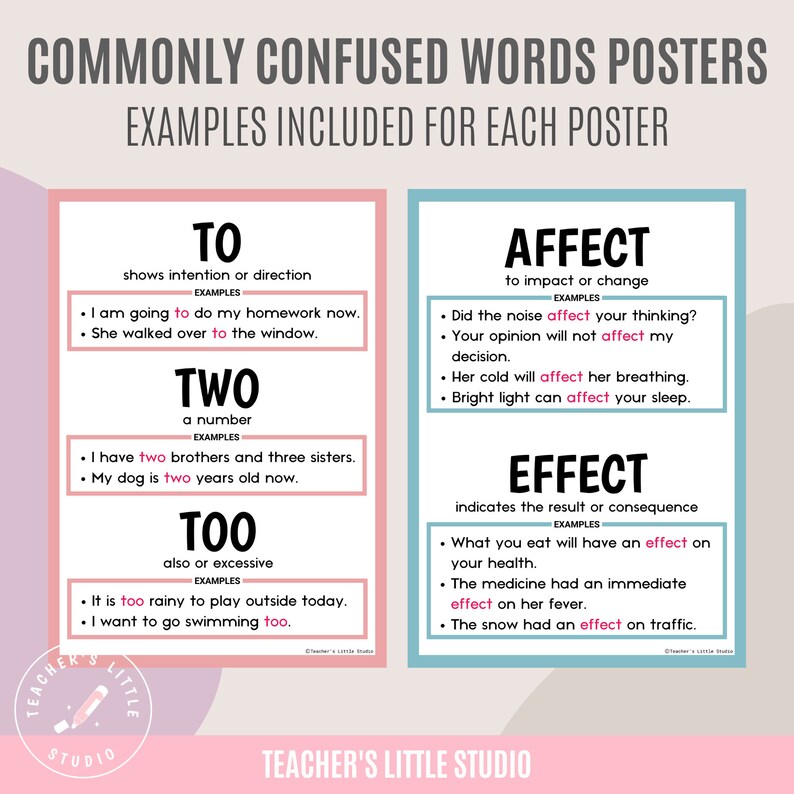 Commonly Confused Words Posters English Grammar Posters Pastel ...