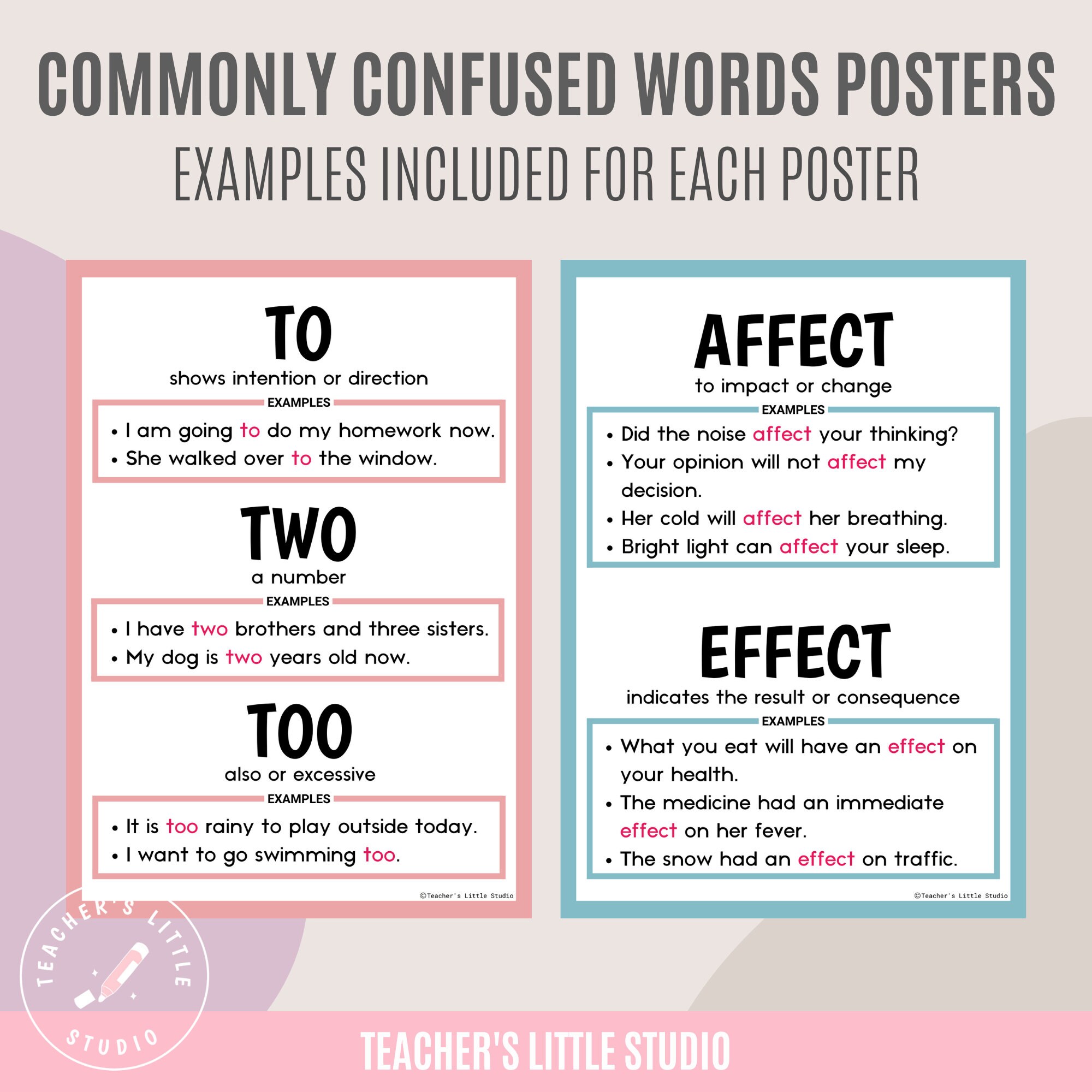 Commonly Confused Words Posters English Grammar Posters Pastel ...