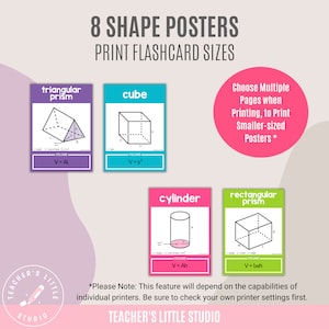 Volume Formula Posters | Set of 8 Posters | Geometry Posters | Math ...