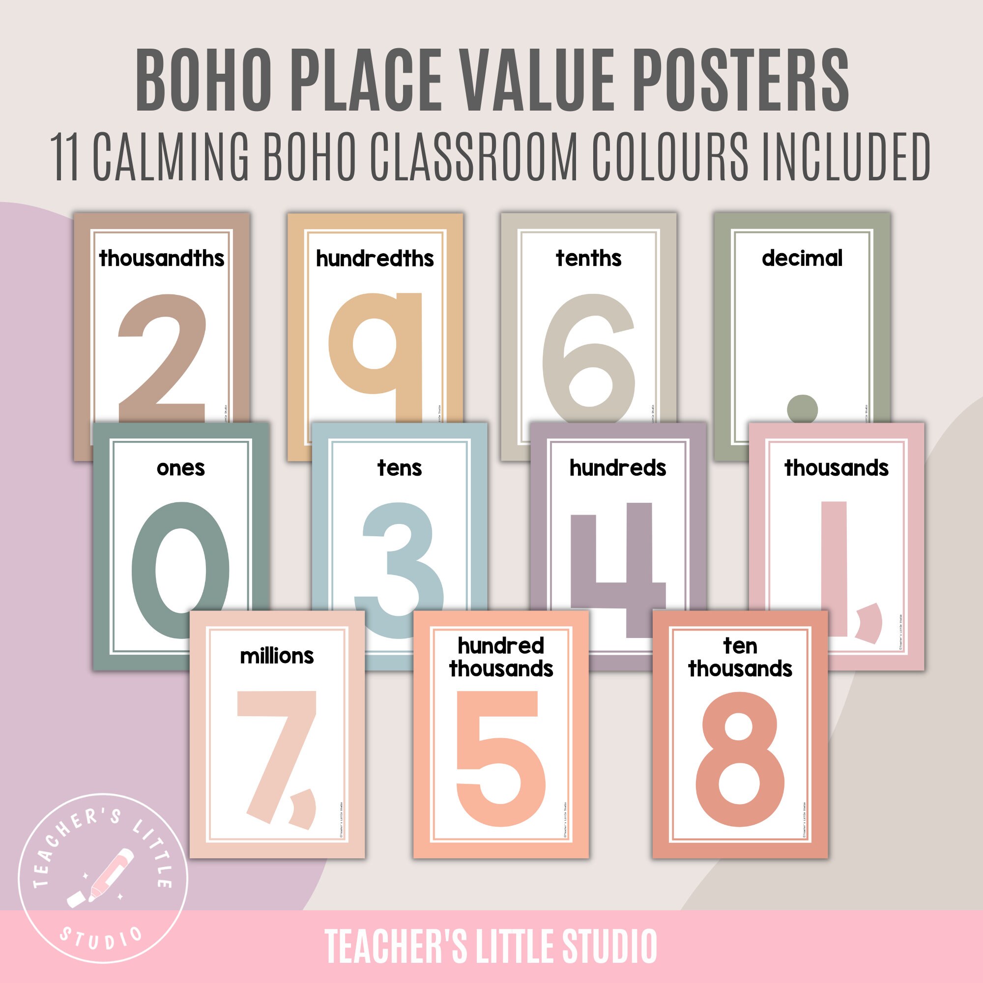 Place Value Posters | Boho Classroom Decor | Number Wall Display | Boho ...