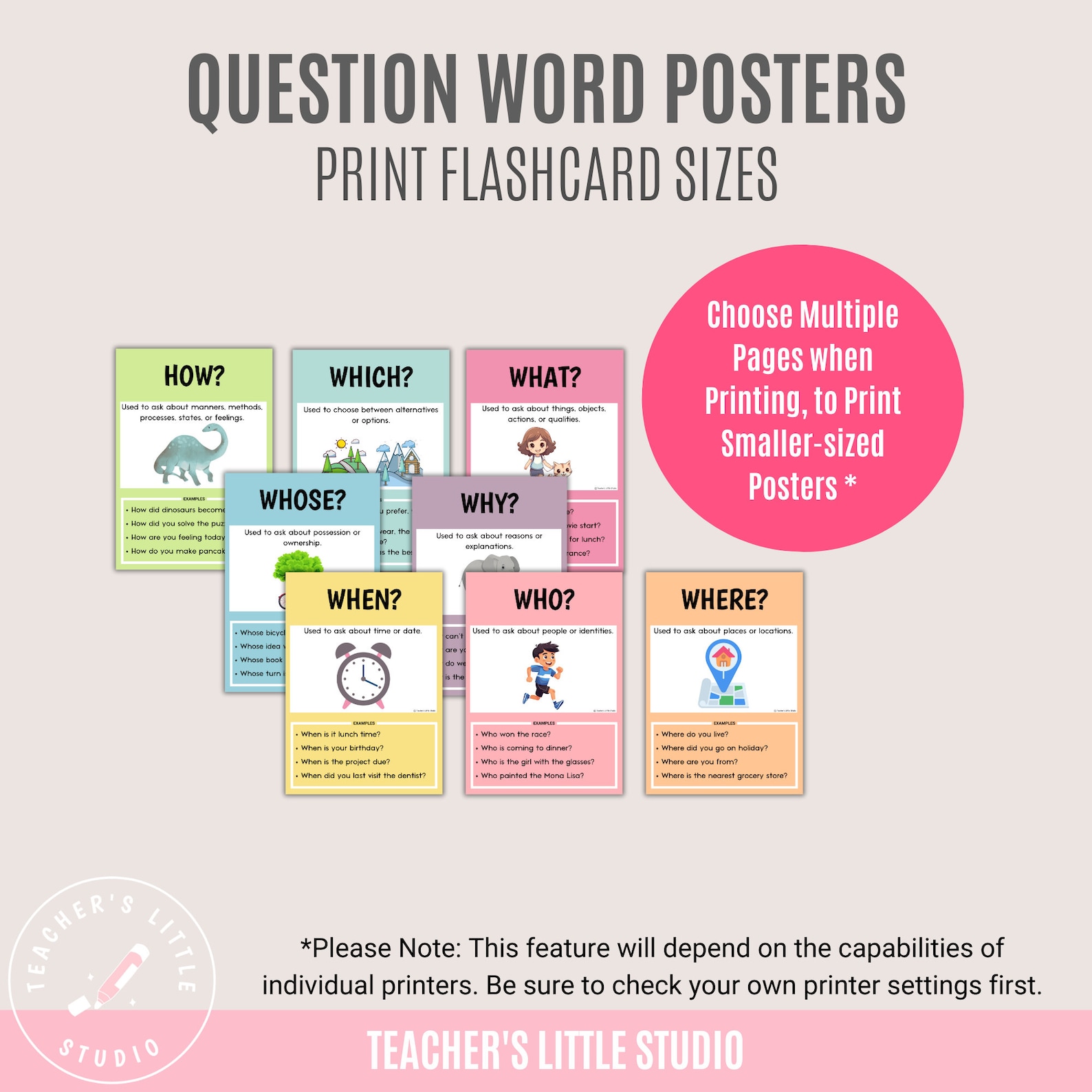 Question Word Poster Set | WH Question Visual Aids | ESL Grammar ...