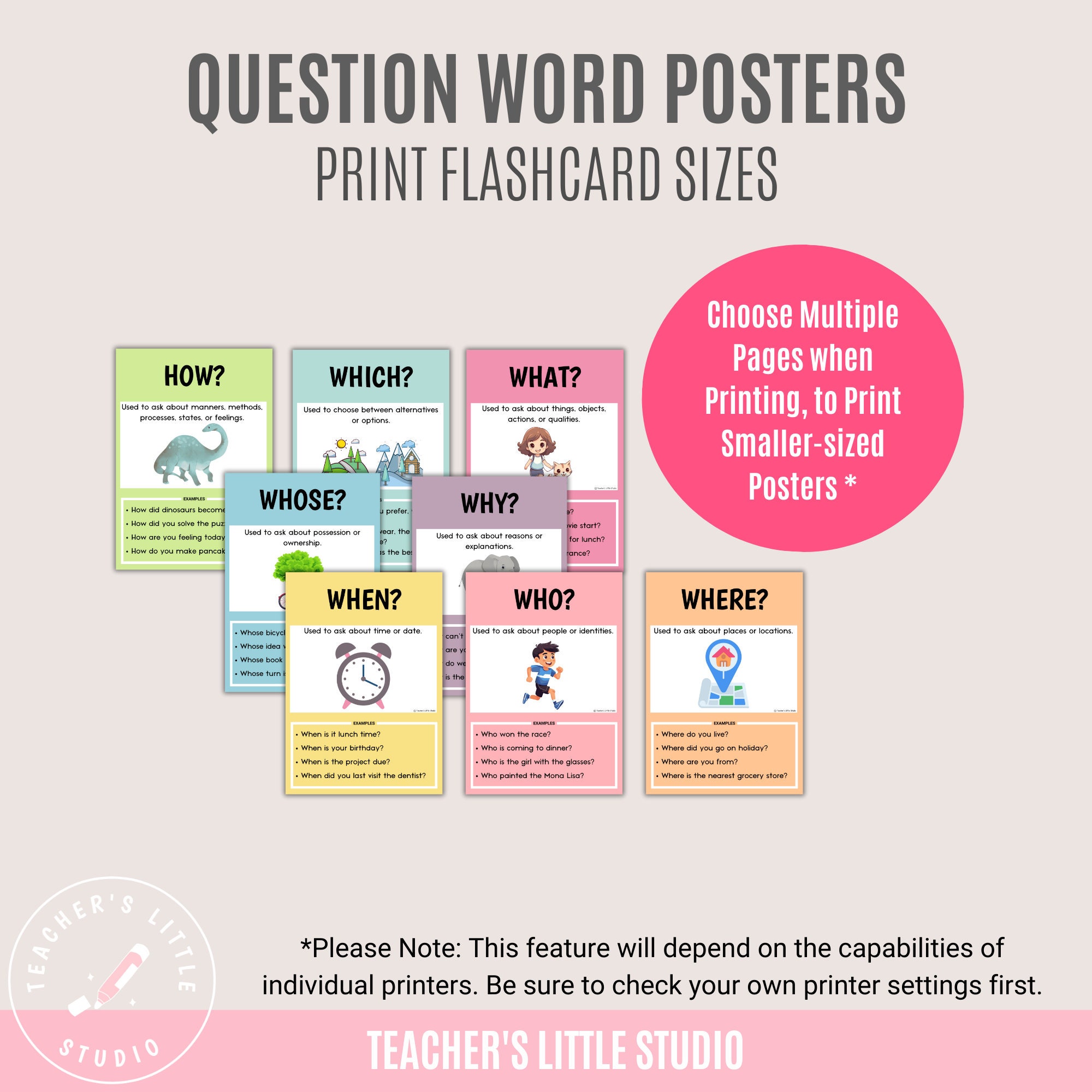 Question Word Poster Set | WH Question Visual Aids | ESL Grammar ...
