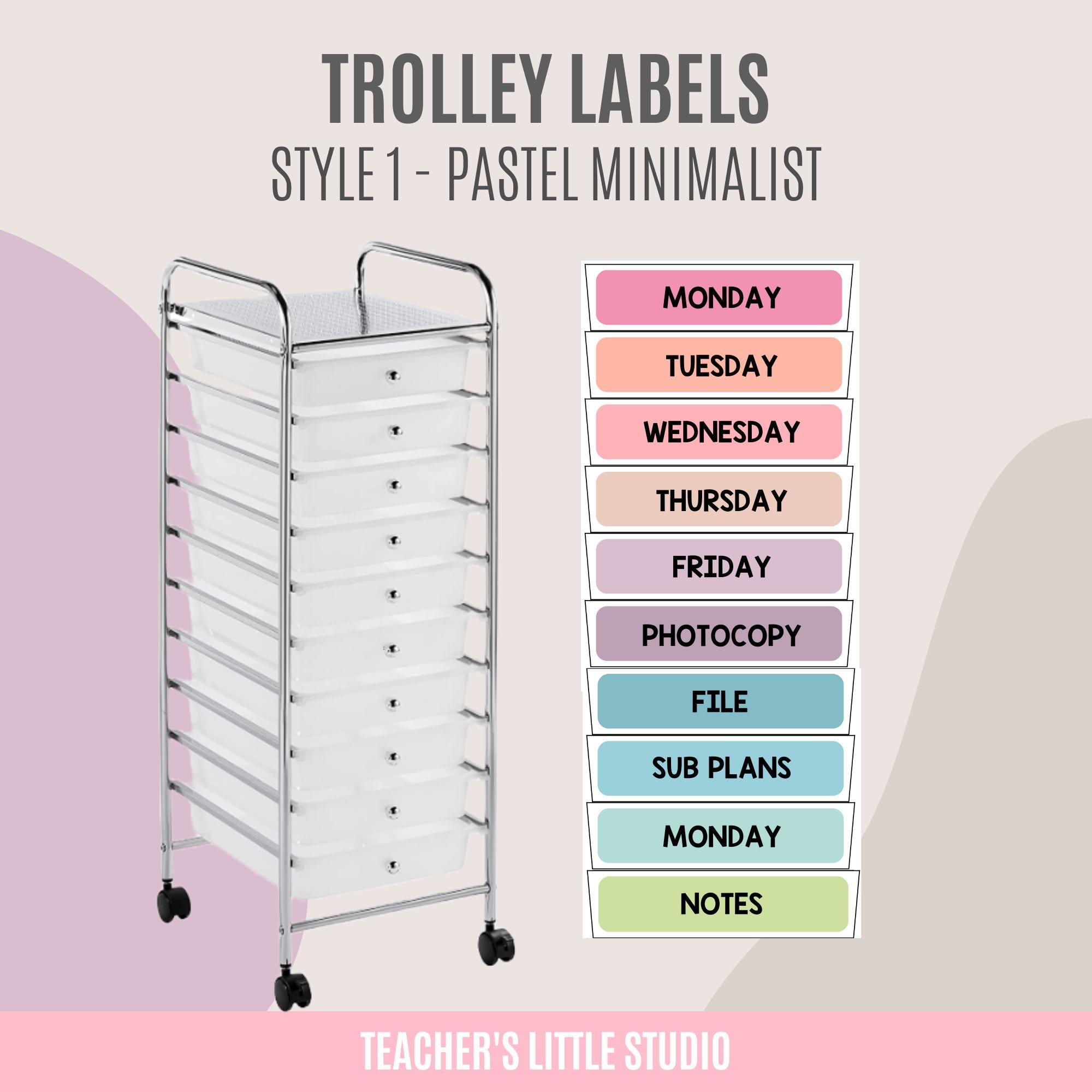 Boho Rainbow Teacher Trolley Labels | 10 Drawer Rolling Cart Labels ...