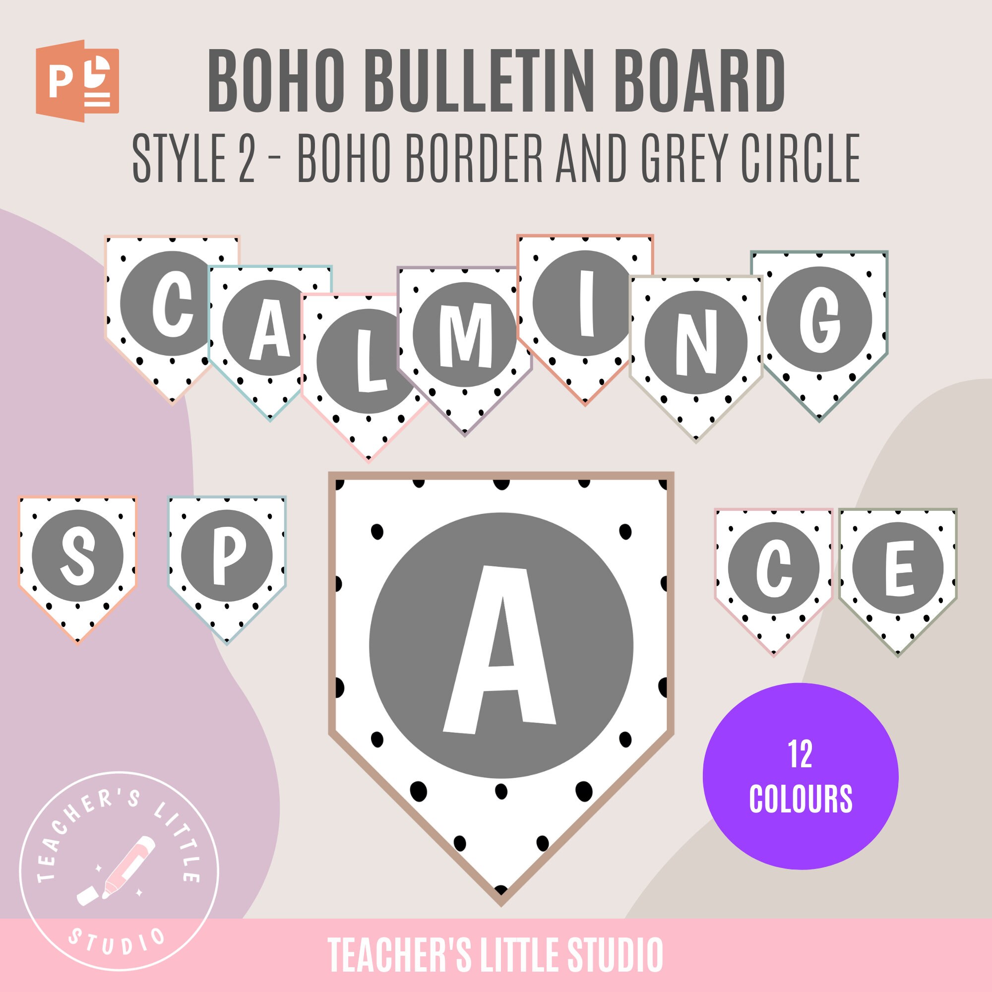 Bulletin Board Banner | Boho Bunting Classroom Banner | Boho Dotty ...