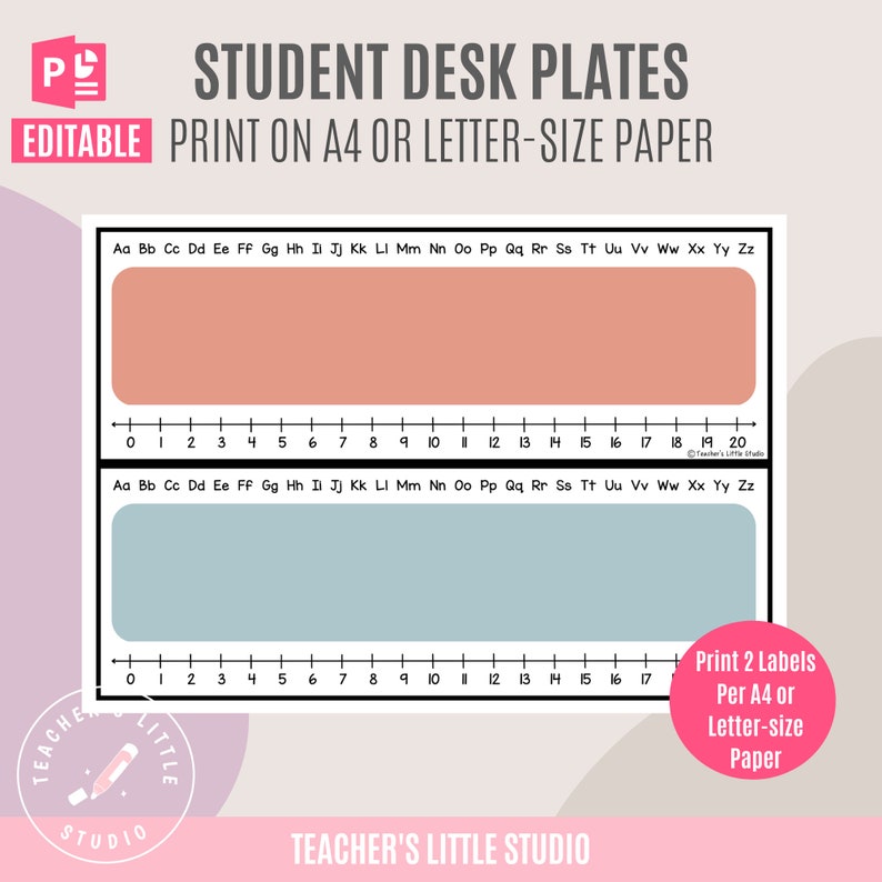 Boho Student Desk Plates Boho Rainbow Labels Editable in Powerpoint ...