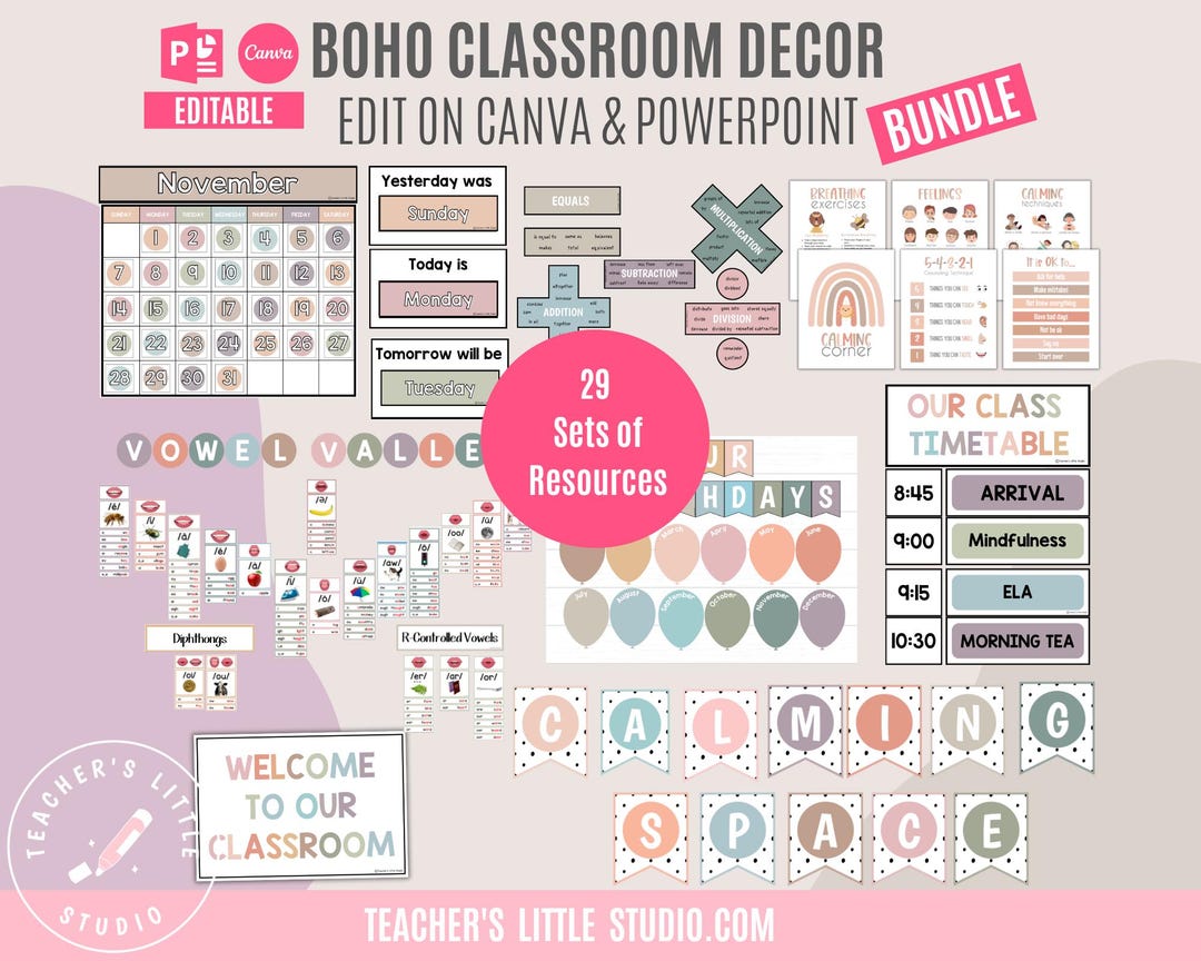 Boho Classroom Decor BUNDLE | Calming Classroom Decor | Printable and ...