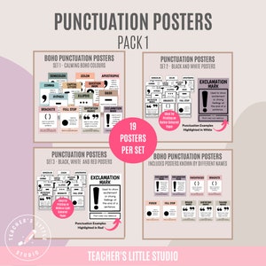Boho English Posters Bundle Punctuation Parts of Speech Commonly ...