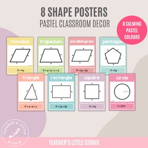 Perimeter Formula Posters | Set of 8 Posters | Geometry Posters | Math ...